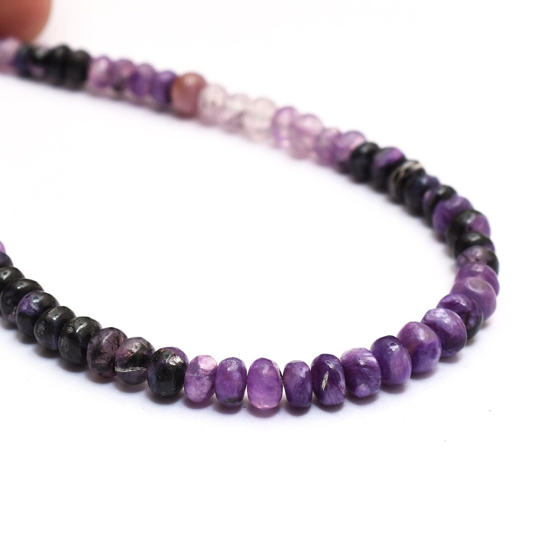 4mm-5mm Russian Charoite Gemstone Smooth Rondelle Loose Beads | 8inch ...