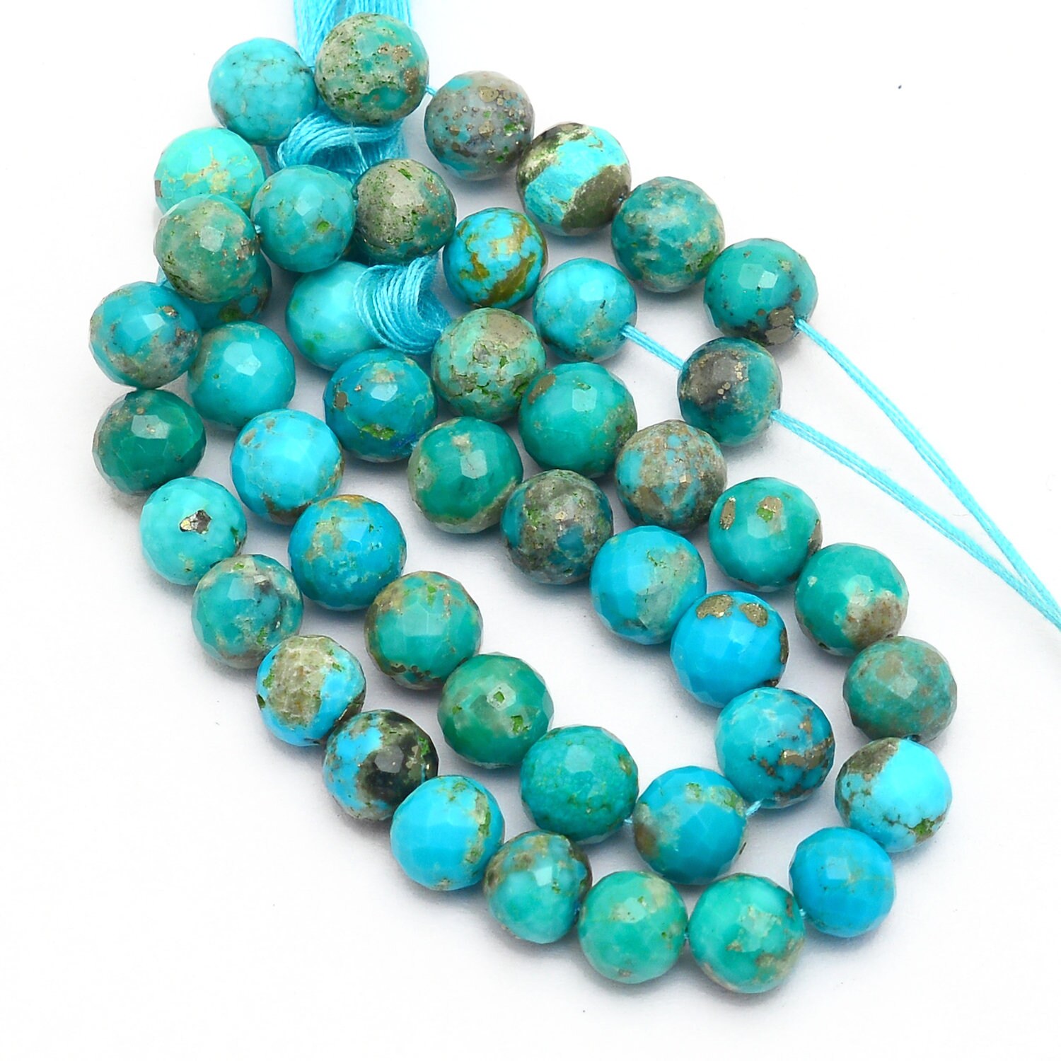 Natural Arizona Turquoise Gemstone Beads | 5mm-10mm Round Faceted Loose ...