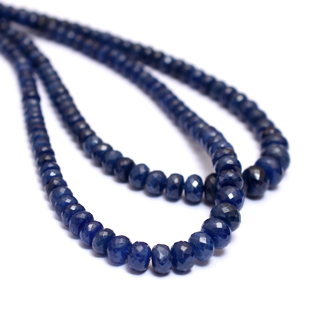 Blue Sapphire Pylin 4mm-8mm Faceted Rondelle Hand Cut Beads | 16 ...
