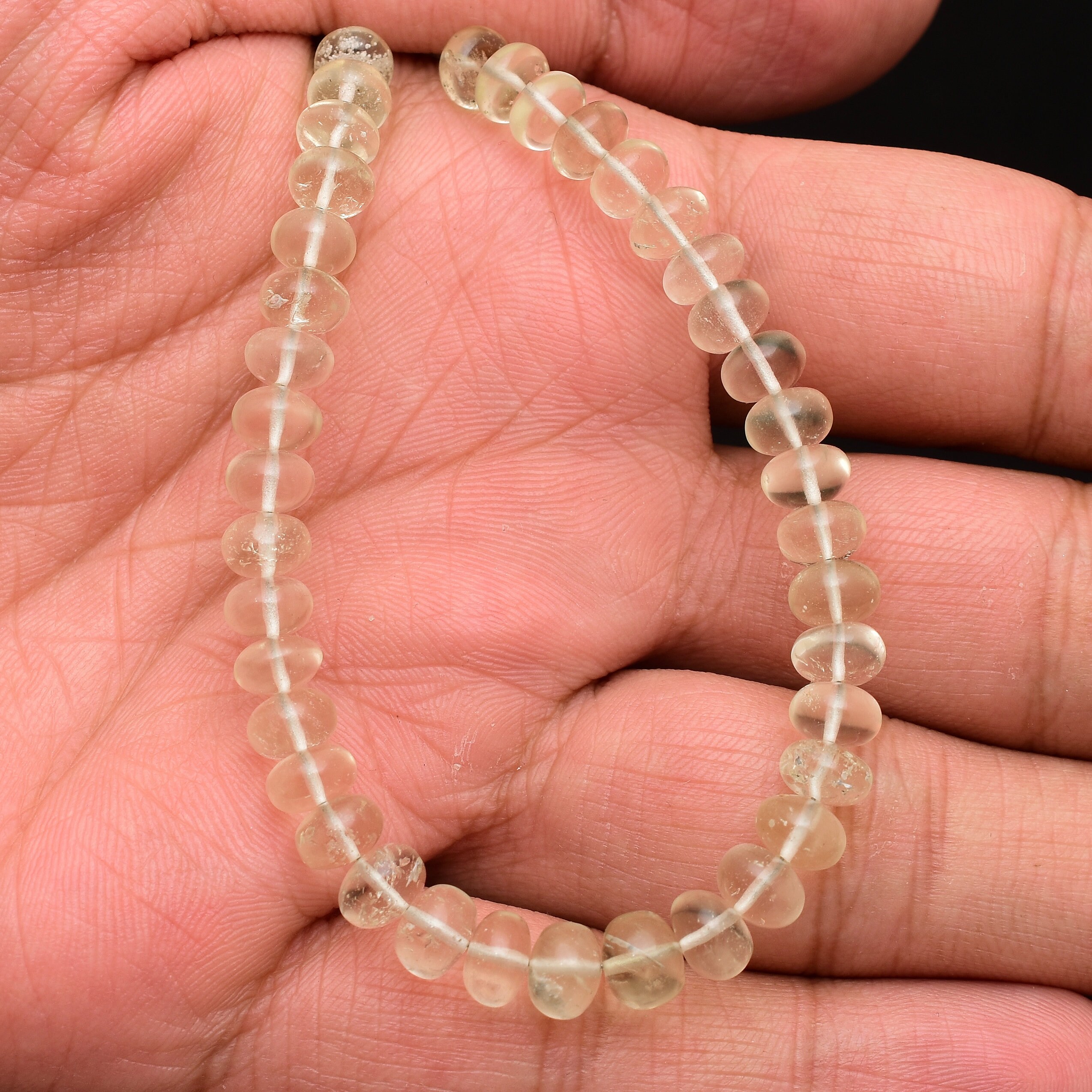 AAA+ Libyan Desert Glass 6mm-7mm Smooth Rondelle Beads | 8inch Strand ...