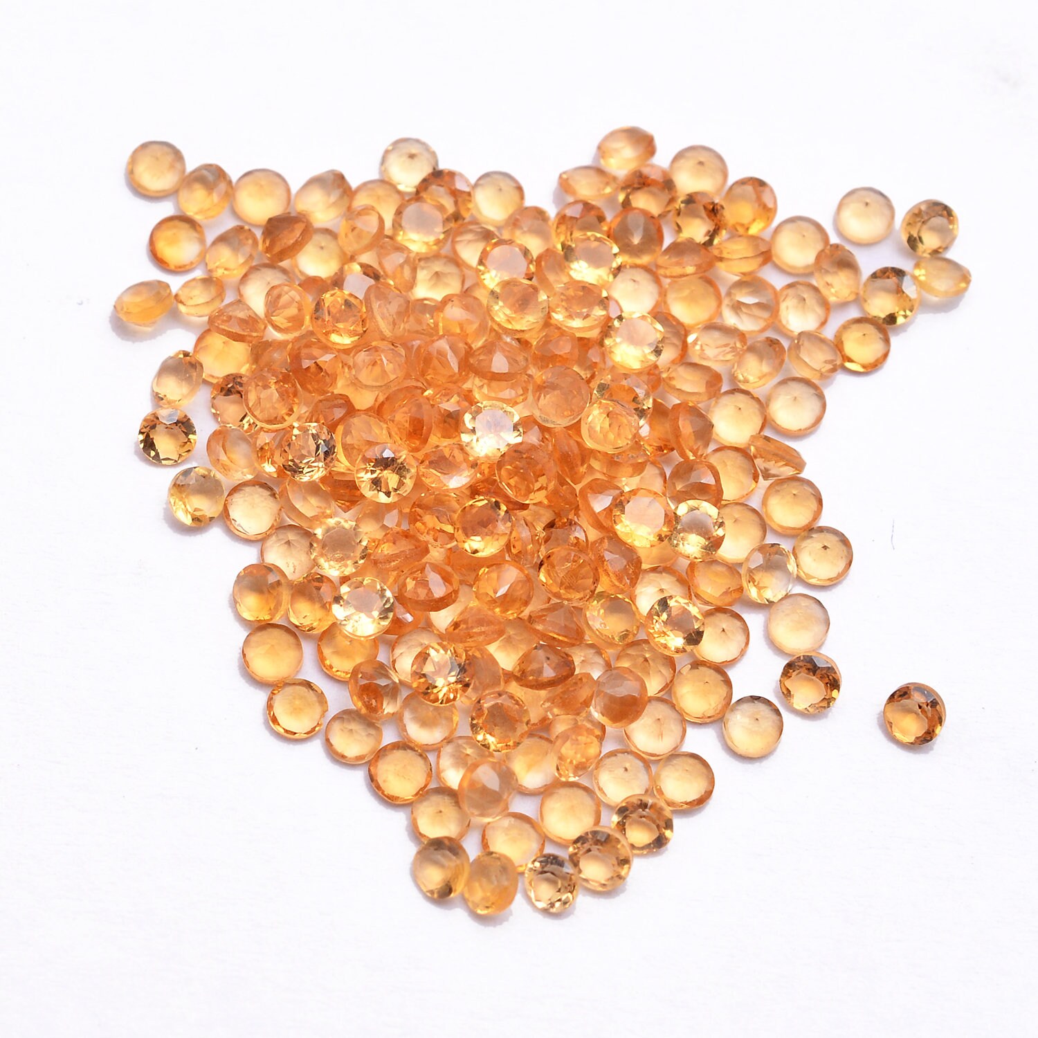 Citrine Gemstone 1mm, 2mm, 3mm Round Cut Stone | Natural AAA+ Honey ...