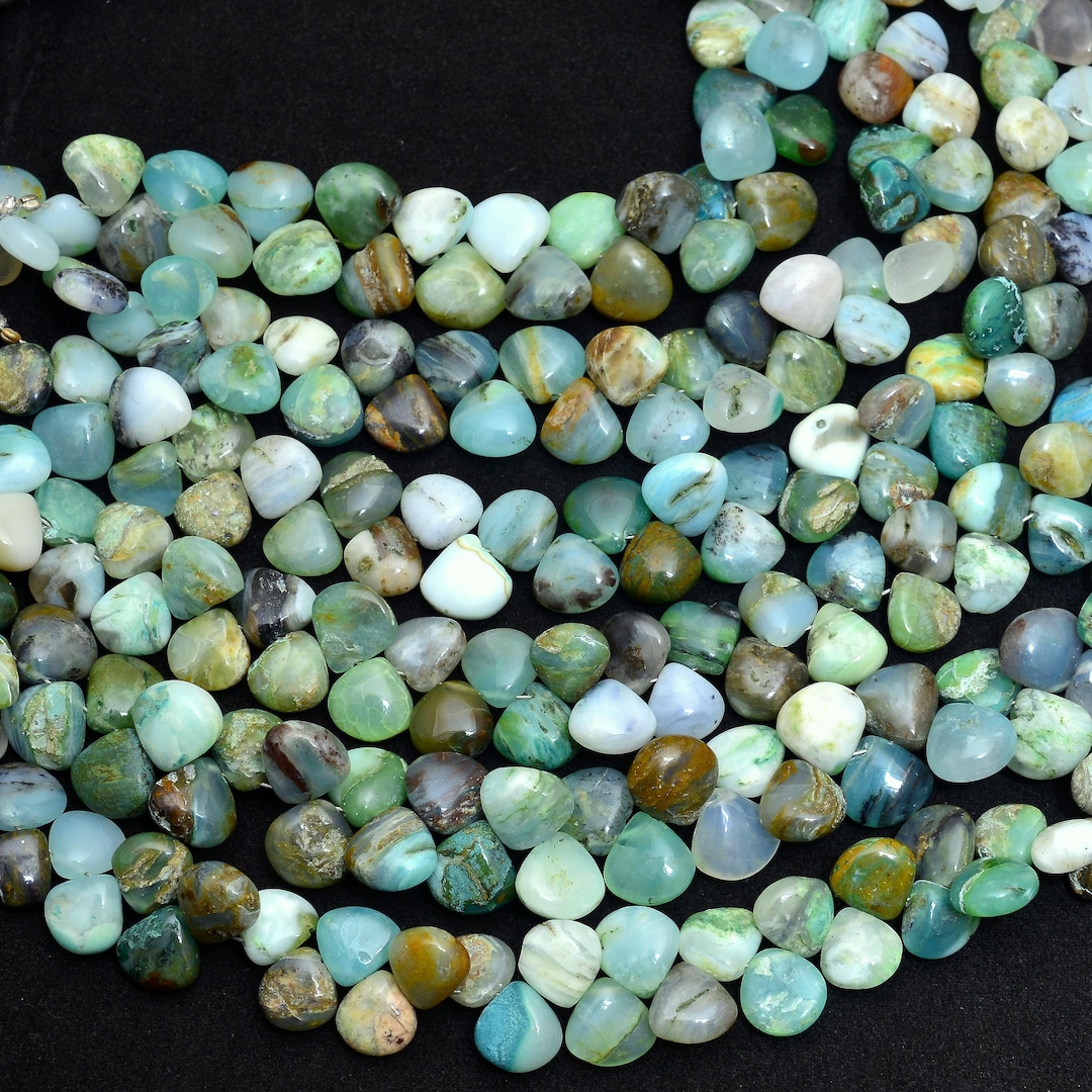 Natural Peruvian Opal 9mm-11mm Heart Briolette Smooth Beads | 8" Strand ...