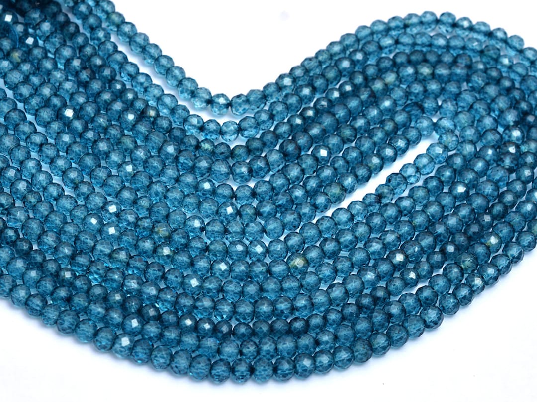 AAA London Blue Topaz Coated 3mm-4mm Faceted Rondelle Beads Topaz ...