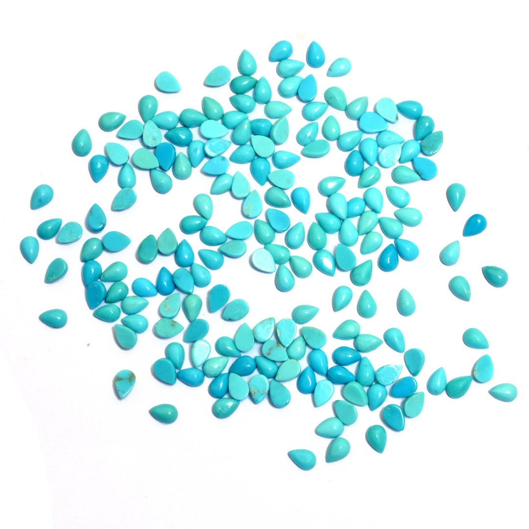 AAA+ Turquoise Pear Cabochon | Turquoise Loose Gemstone 3x5mm Pear ...