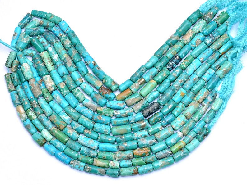 Natural Turquoise Smooth Tube Rare Beads | Arizona Turquoise Semi ...