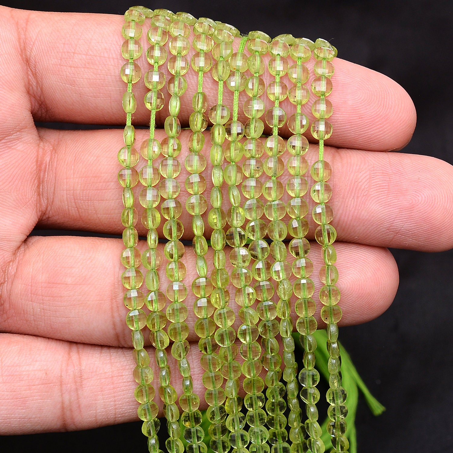 AAA Peridot Fancy Coin Faceted Briolettes Gemstone 4mm | Etsy