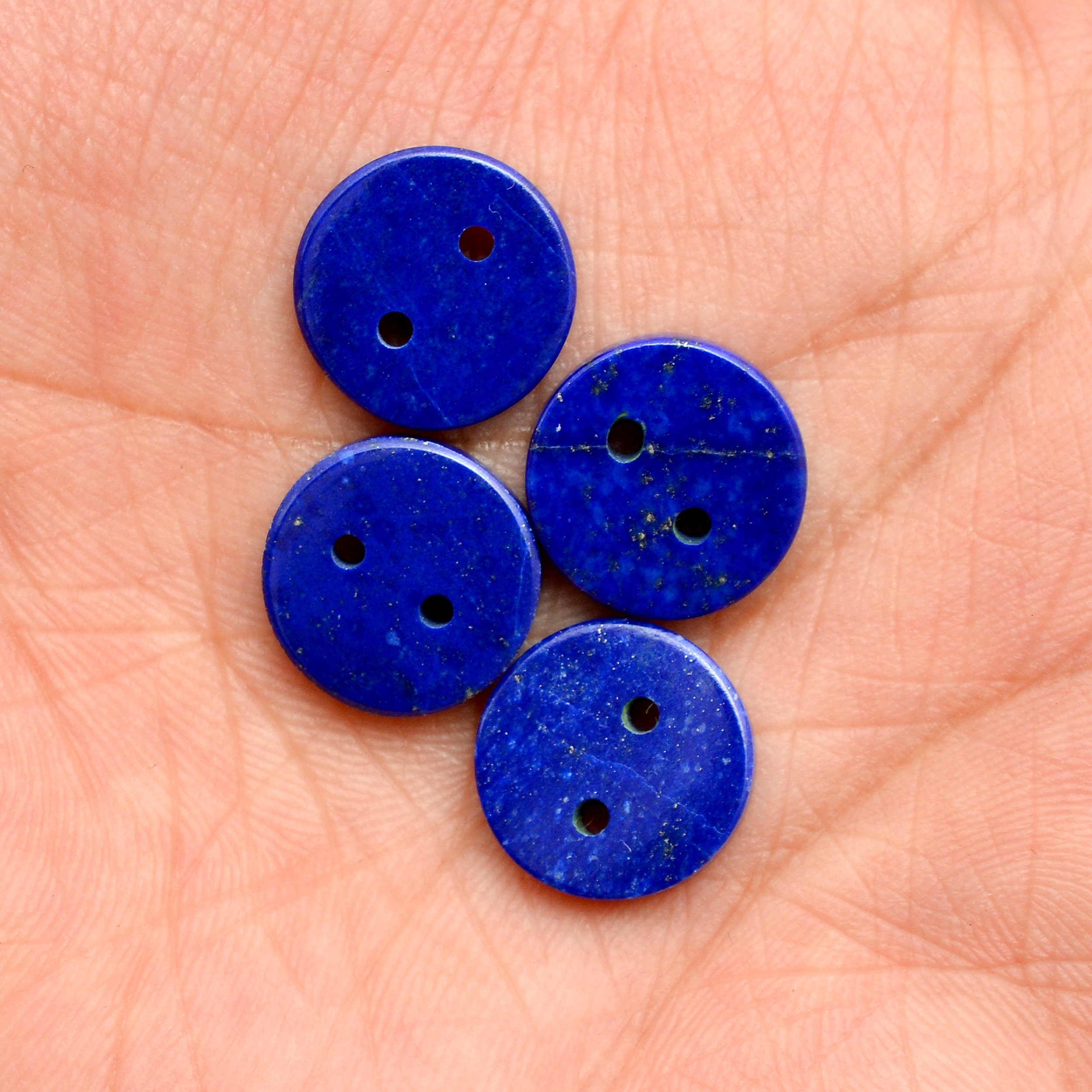 Buy AAA+ Lapis Lazuli 14x3mm Round Gemstone Buttons | Blue Natural ...