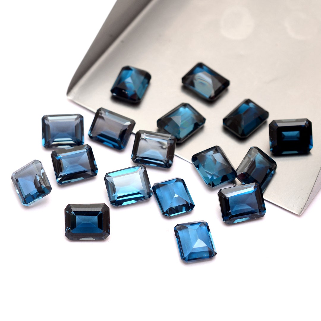 AAA+ London Blue Topaz Octagon Cut Stone | 7x9mm Octo Faceted Loose ...