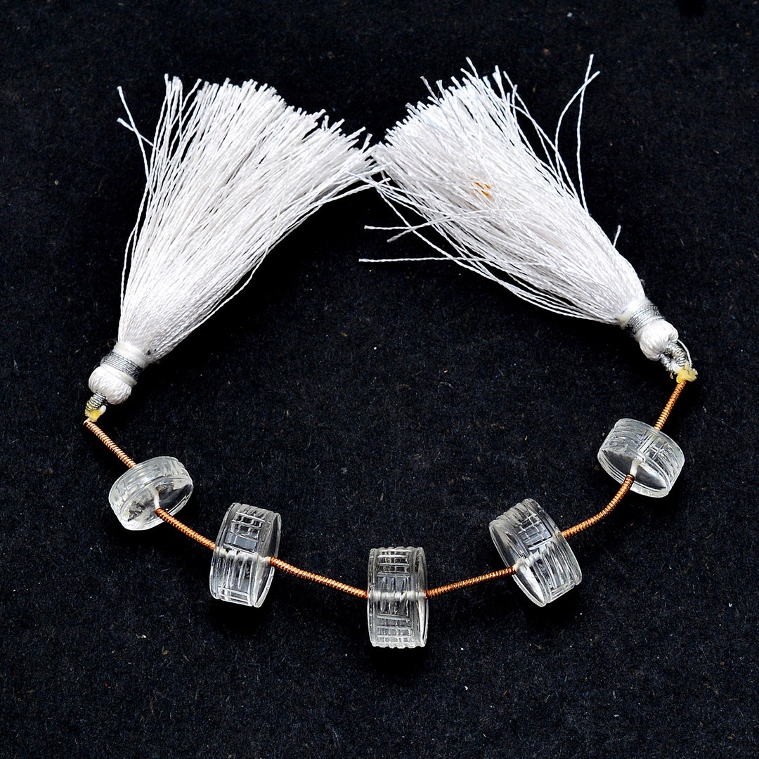 AAA+ Clear Crystal Heishi Carving Beads | 11x5mm-13x7mm Tyre Rondelle ...