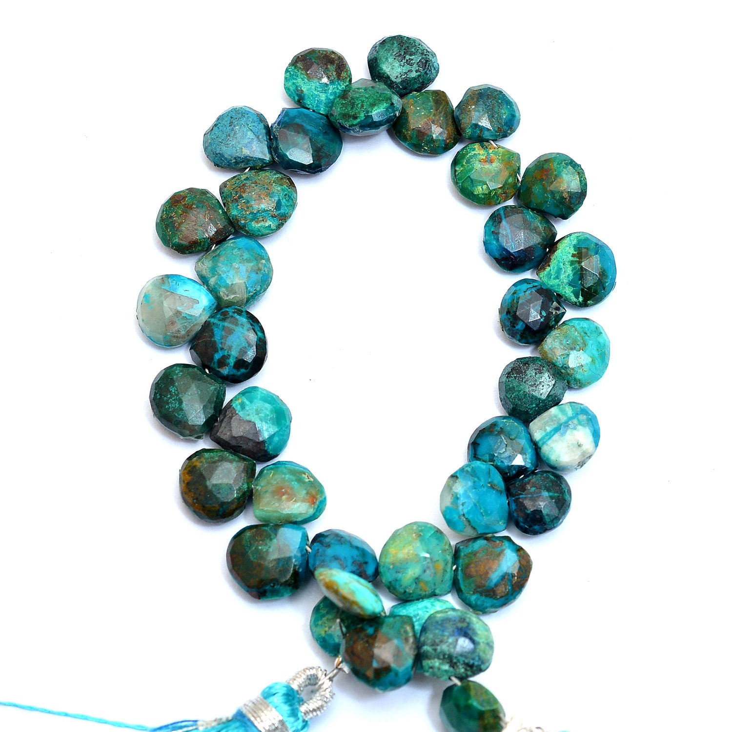 Chrysocolla Gemstone 7mm-8mm Heart Briolette Faceted Beads | Etsy