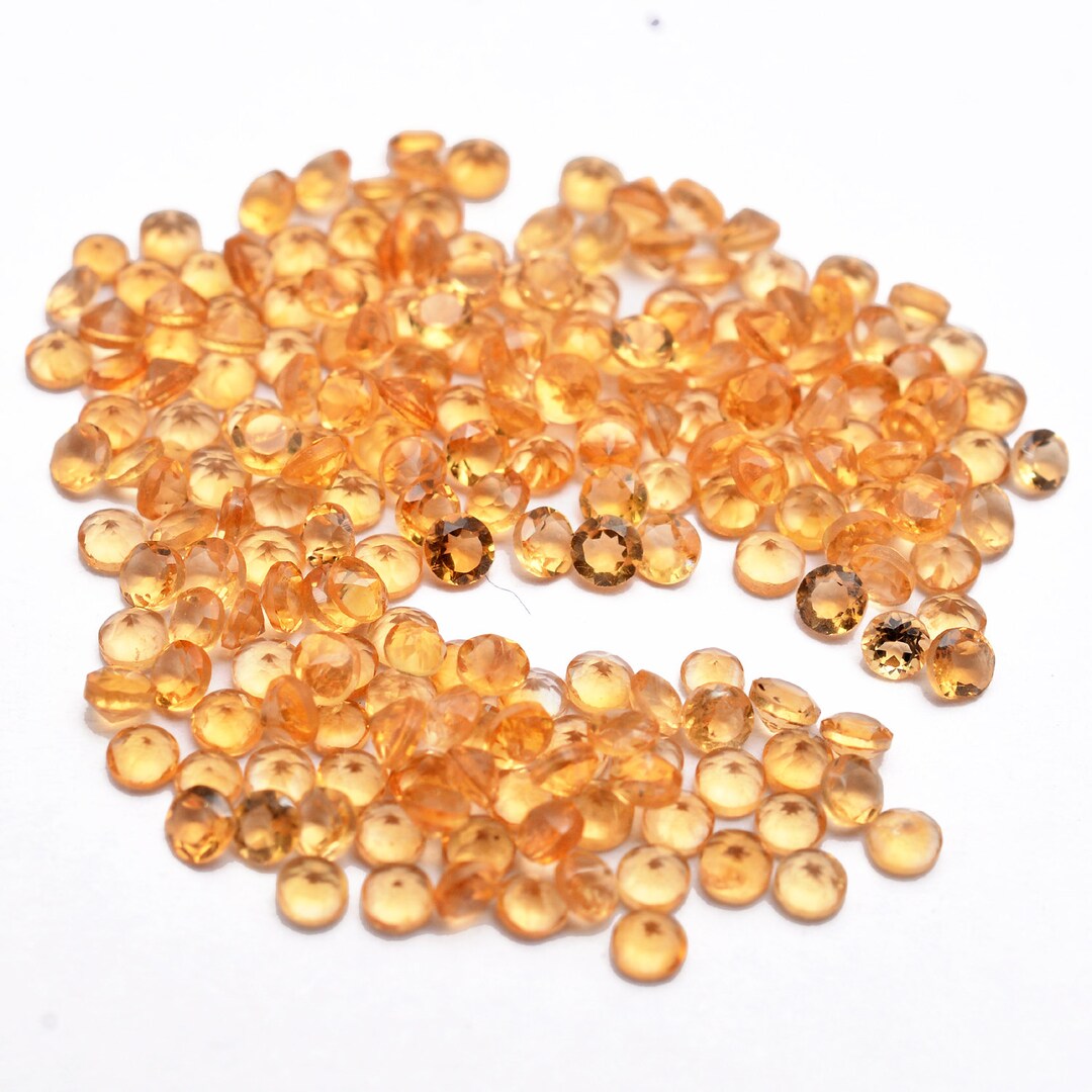 AAA Citrine 1mm, 1.50mm, 2mm Round Cut Stone Natural Honey Citrine Semi ...