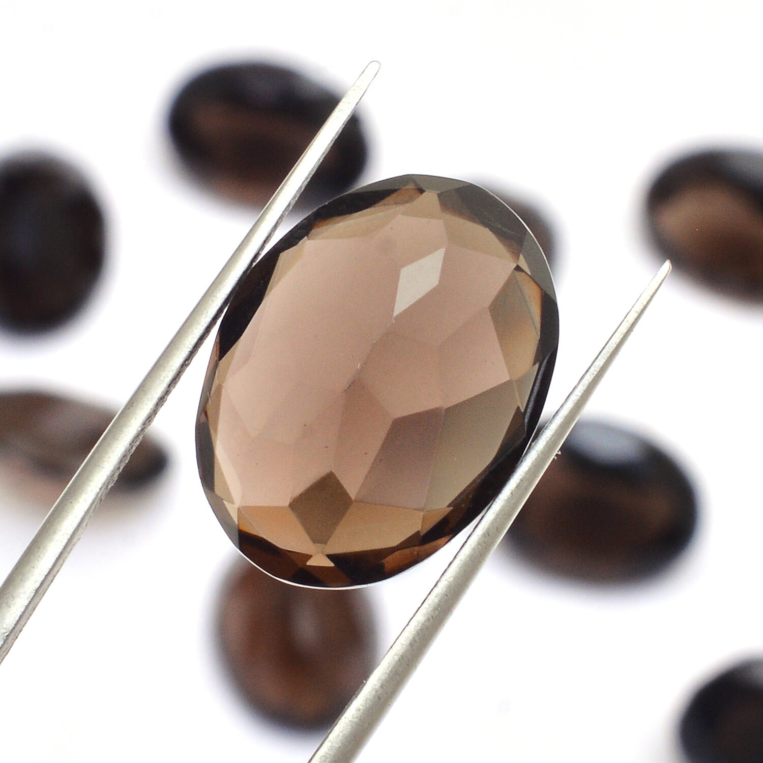 Smoky Quartz Gemstone 15x20mm Oval Faceted Cut Stone | 18.5 Carats ...