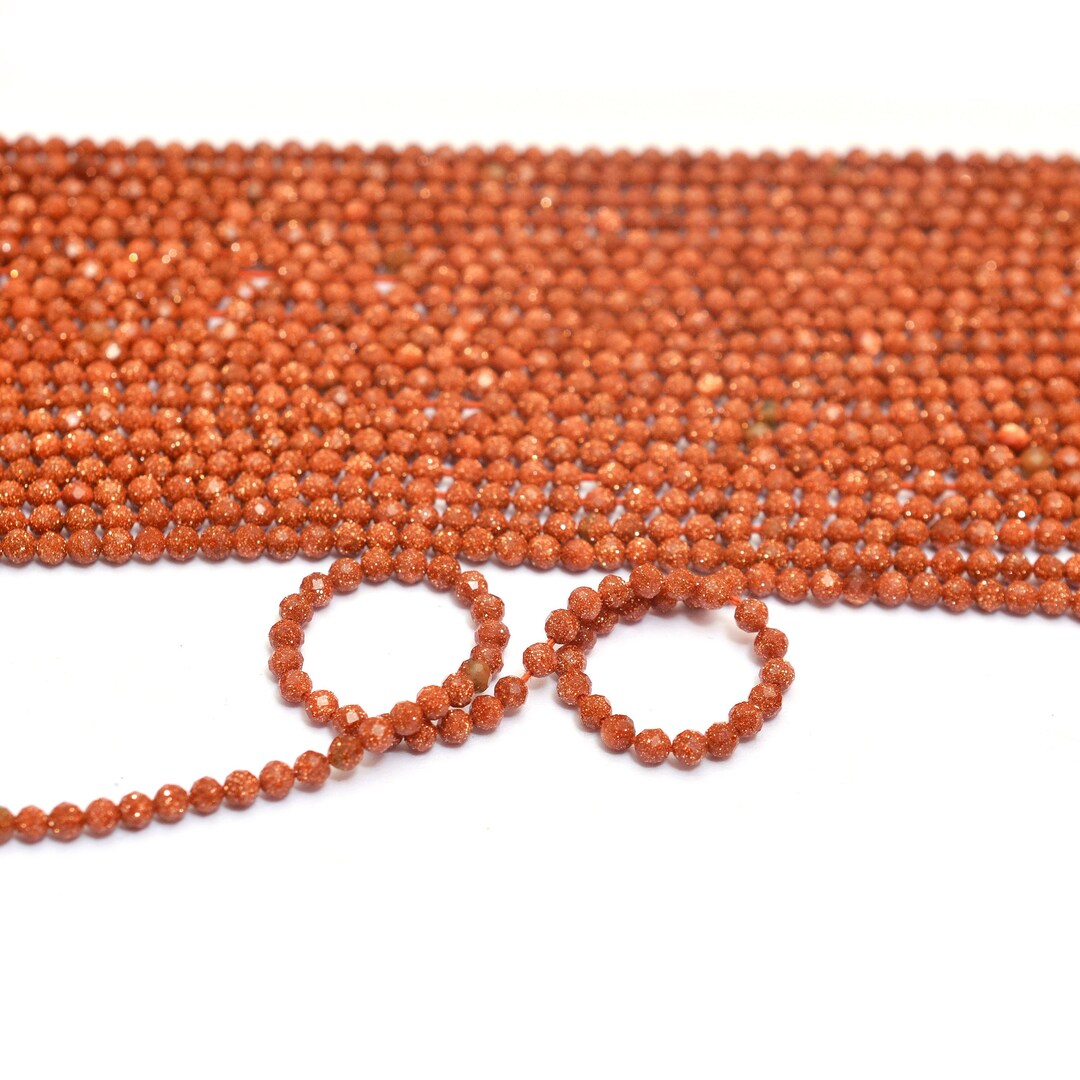 AAA+ Goldstone Gemstone Fire 2mm-3mm Micro Faceted Beads | 13" Strand ...