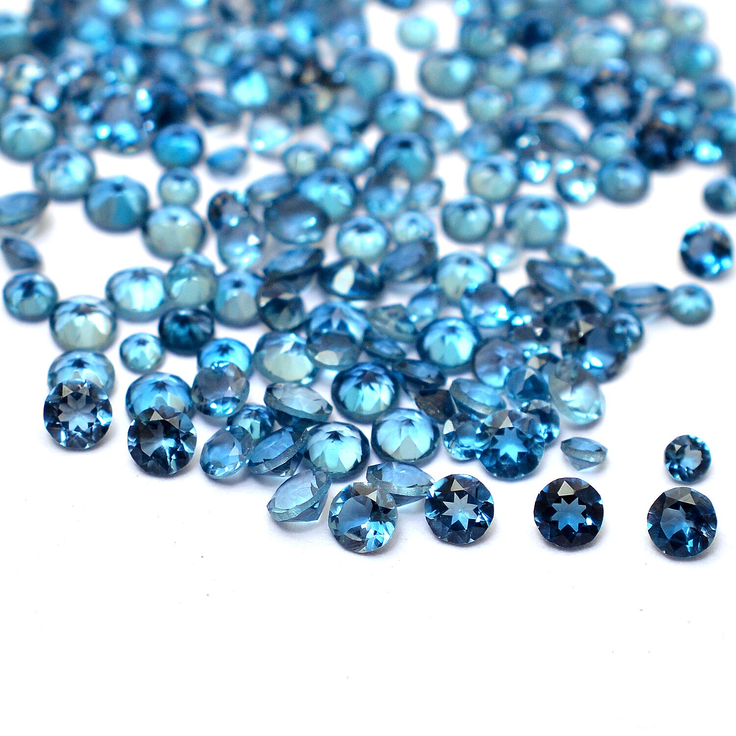 AAA London Blue Topaz Gemstone 2mm, 2.5mm, 3mm Loose Faceted Round Cut ...