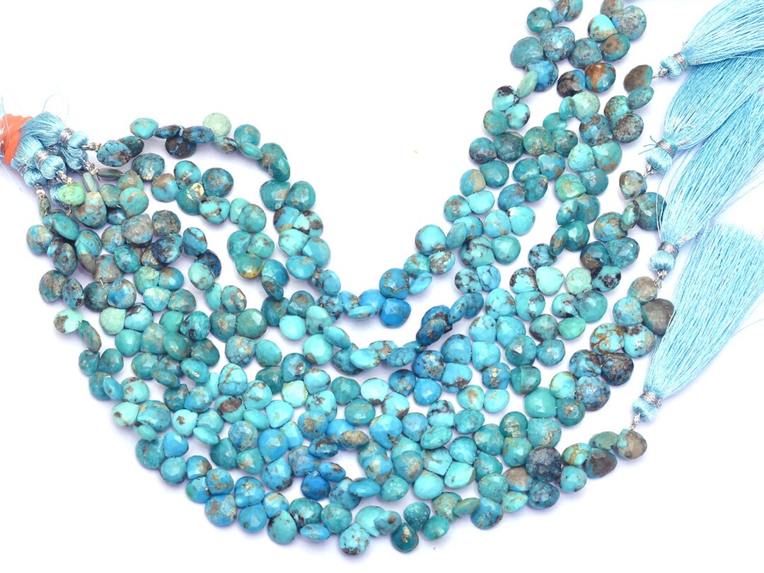 Rare Turquoise Heart 7mm-8mm Beads, Gemstone Briolette | Natural ...