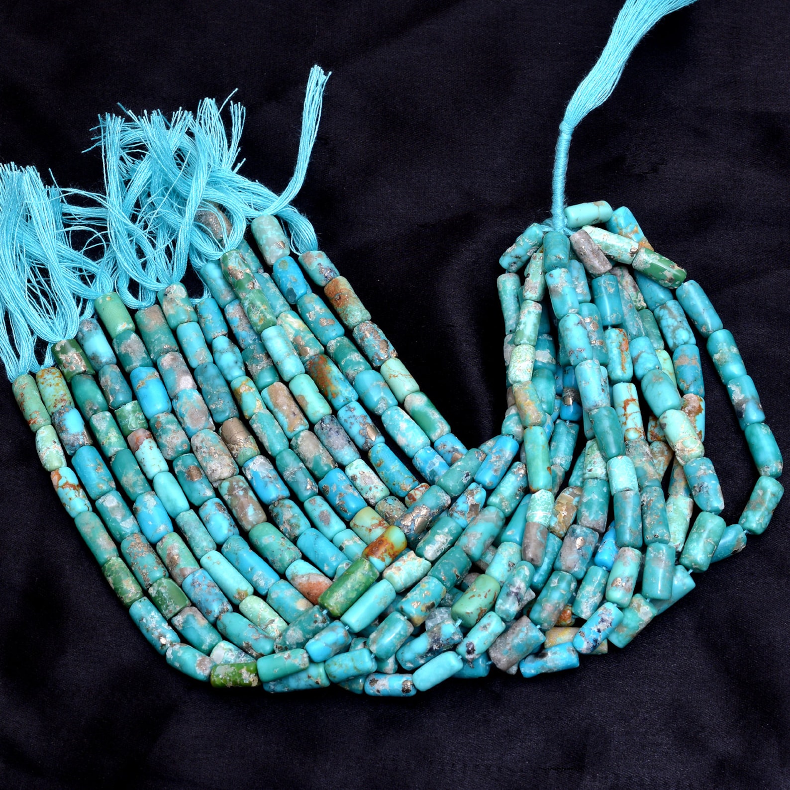 Natural Turquoise Smooth Tube Rare Beads | Arizona Turquoise Semi ...