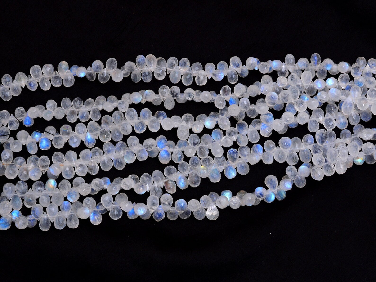 White Rainbow Moonstone Teardrop Briolette Beads Gemstone | Etsy