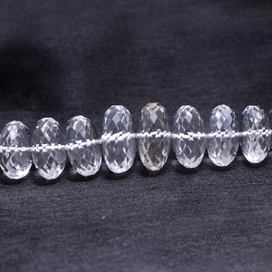 AAA+ Crystal Quartz Faceted 11mm-13mm Rondelle Beads | 10 Beads Strand ...