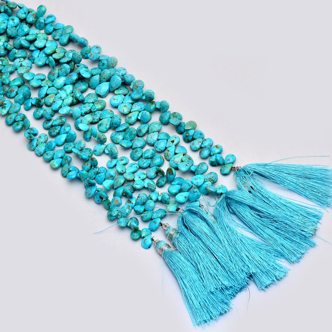 Genuine Turquoise Pear Briolette Beads | 6x9mm Faceted Pear 8inch ...