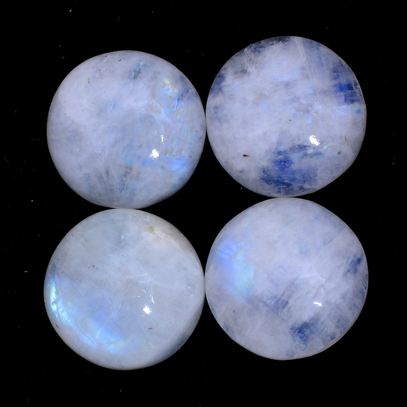 Natural Rainbow Moonstone Blue Fire Gemstone 20mm Round - Etsy