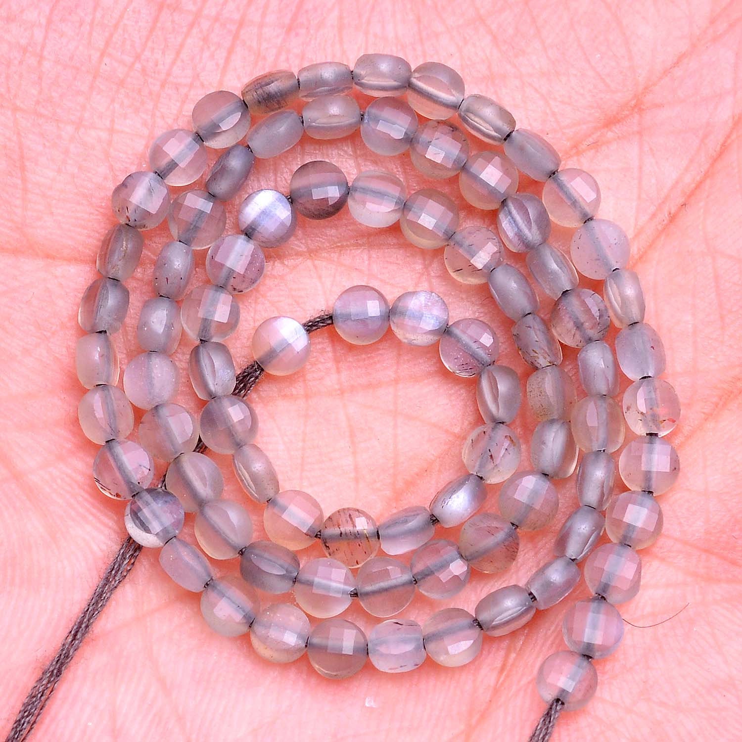 AAA Grey Moonstone Gemstone 4mm Coin Briolette Faceted Beads - Etsy