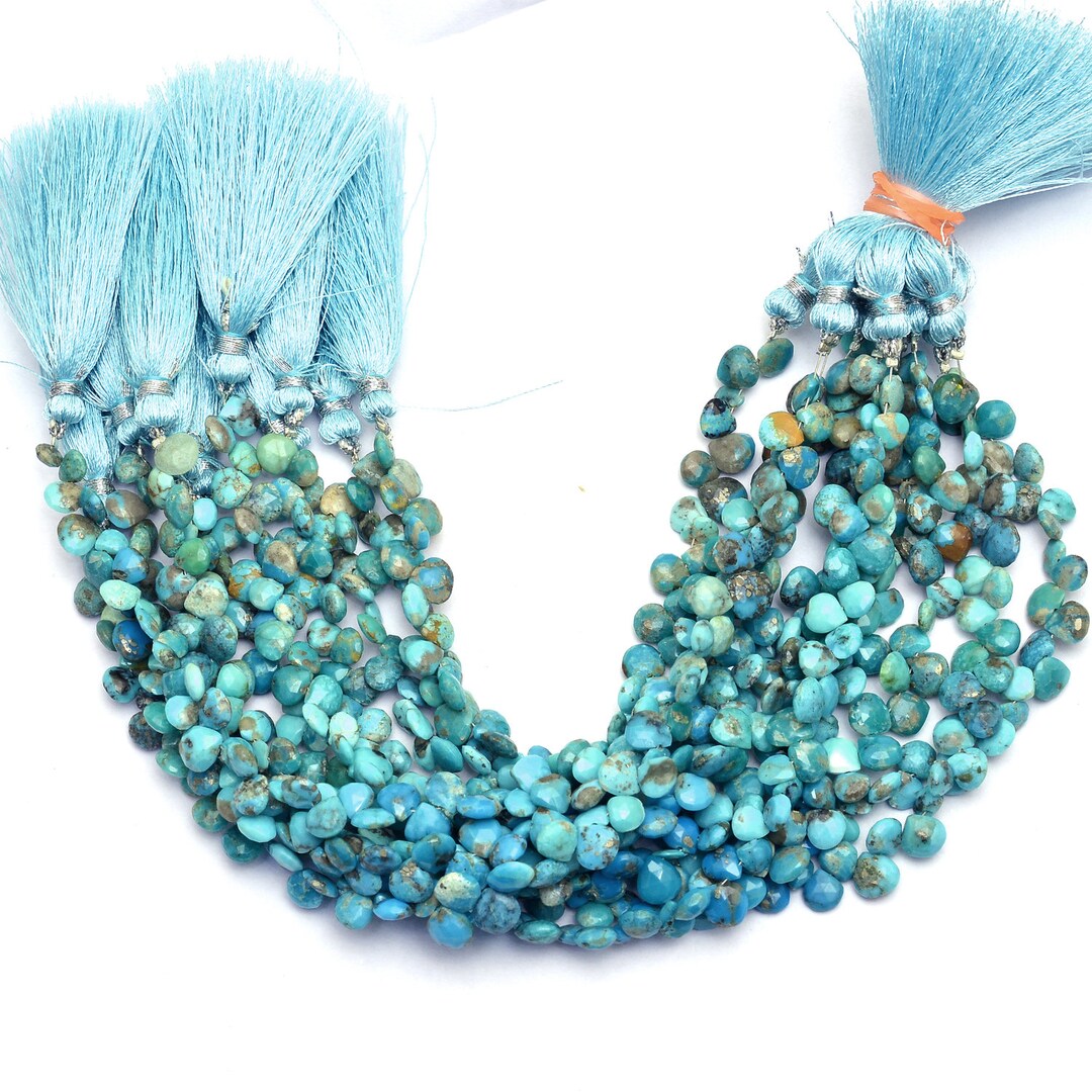 Turquoise Gemstone Faceted Beads, Natural Turquoise 6mm-7mm Heart ...