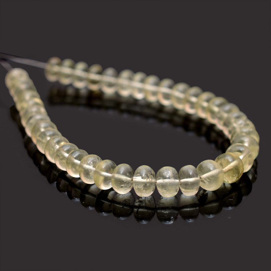 AAA+ Libyan Desert Glass 7mm-8mm Smooth Rondelle Beads | 8inch Strand ...