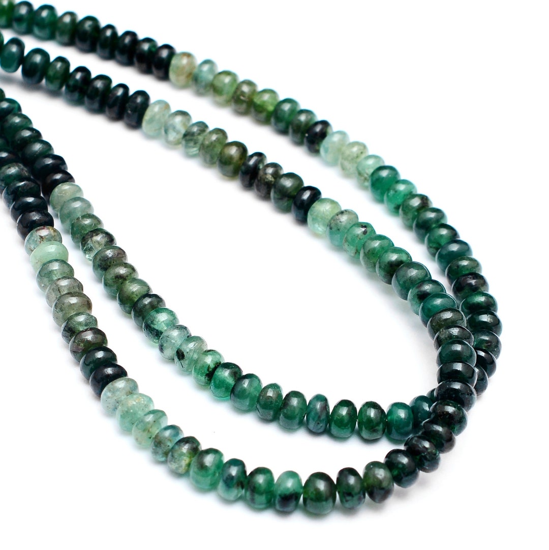 Emerald 4mm-5mm Gemstone Smooth Rondelle Loose Beads | 16inch Strand ...