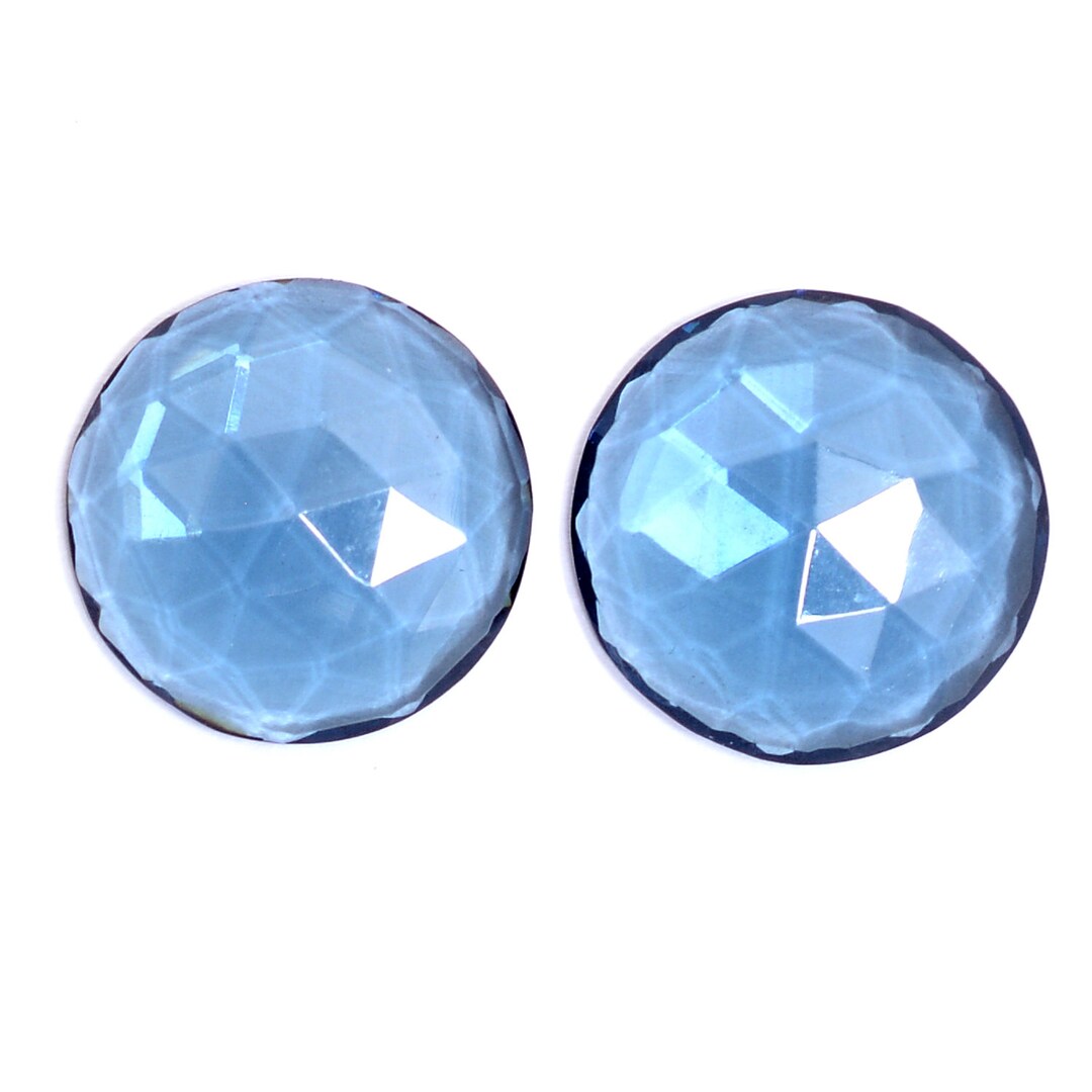 Iolite Gemstone Colored Quartz 22mm Round Rosecut Faceted Cabochon ...