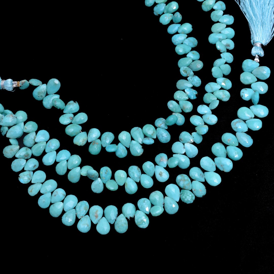 Extremely Rare Natural Turquoise 5x7mm-6x8mm Pear Faceted Beads ...