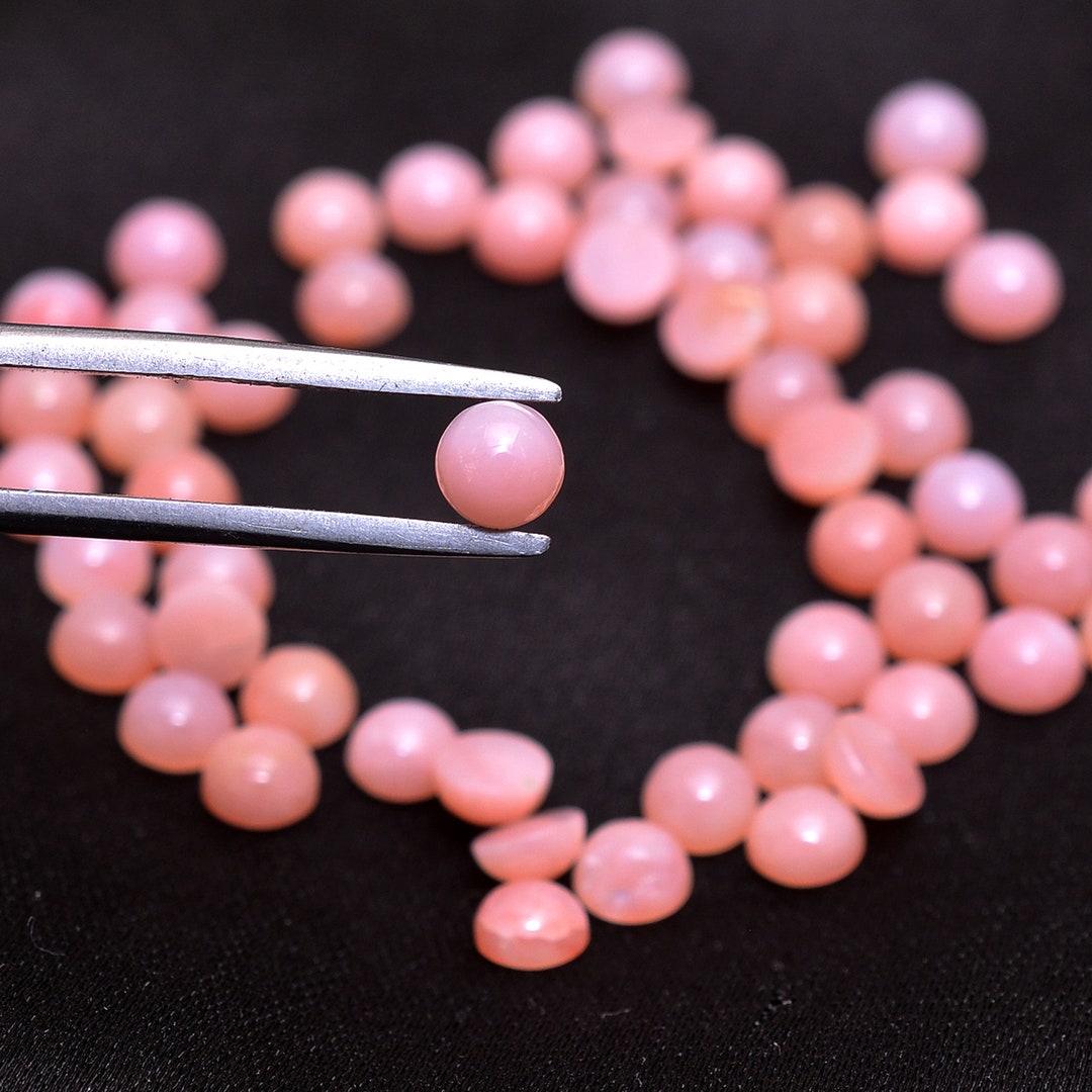AAA Pink Opal Gemstone 5mm Round Smooth Cabochon | Pink Opal Loose ...