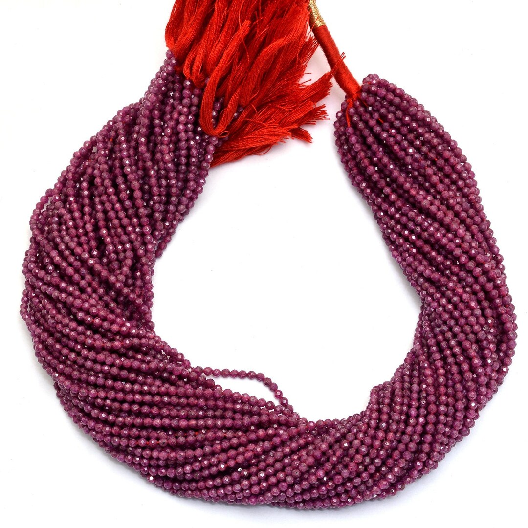 Natural Ruby 2mm-2.5mm Micro Faceted Beads | 13inch Strand | AAA+ Ruby ...