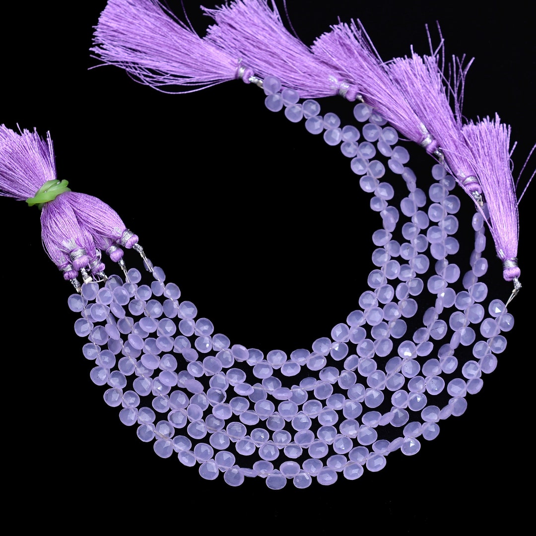 Cuentas de cuarzo color lavanda AAA+ facetadas en forma de corazón, de 5 mm a 6 mm, tira de 7 ...