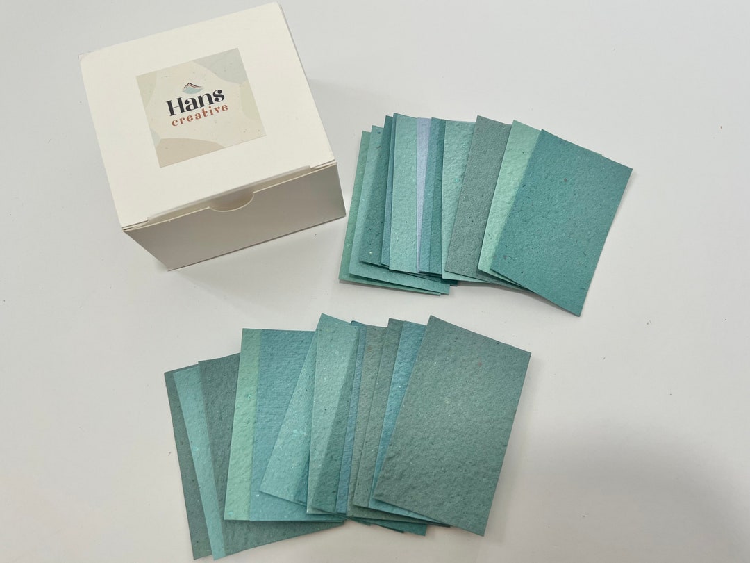100 Handmade Business Cards, Blue Paper, Coloured Business Cards, Blue ...