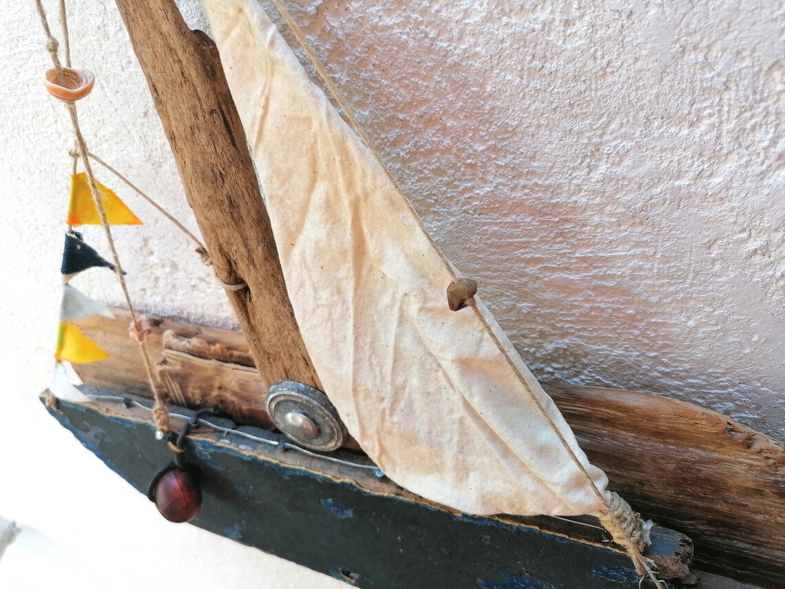 Sailboat Decor, Wall Hanging, Handmade, Driftwood, Beach Finds, Sailing ...