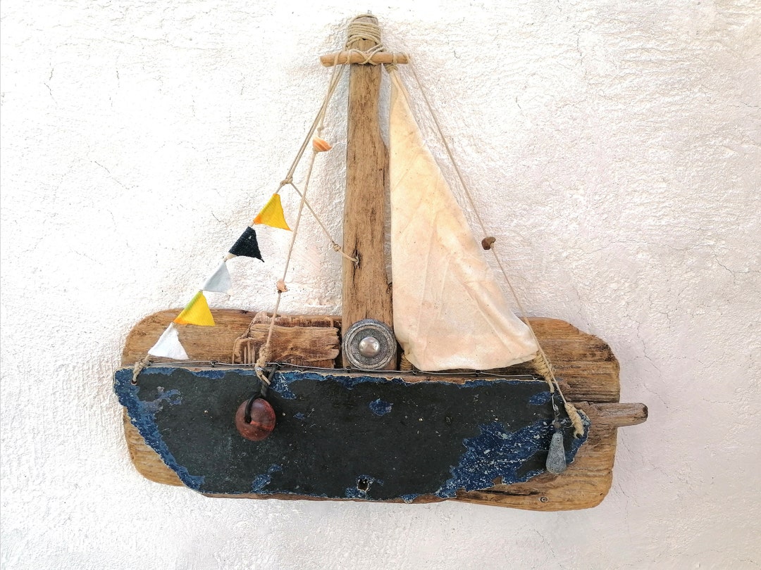 Sailboat Decor, Wall Hanging, Handmade, Driftwood, Beach Finds, Sailing ...