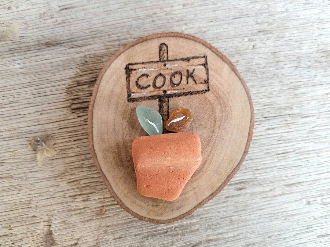 Cook Fridge Magnet, Sea Glass Art, Cook Sign, Kitchen Decor Gift - Etsy