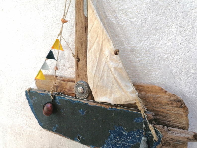 Sailboat Decor, Wall Hanging, Handmade, Driftwood, Beach Finds, Sailing ...