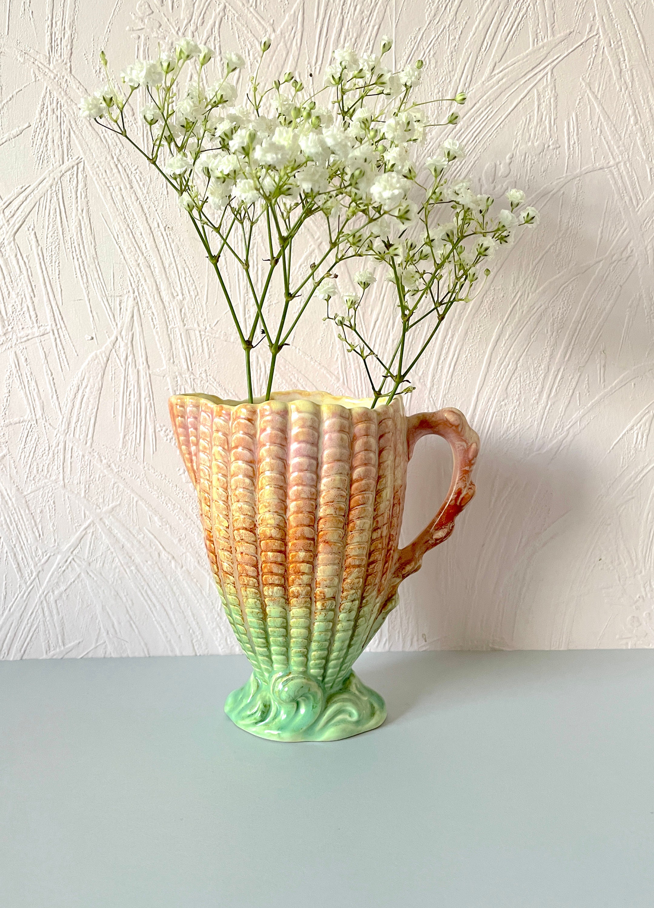Rare Sylvac Art Deco Sea & Shell Ceramic Jug Vase, Vintage Mint Green ...