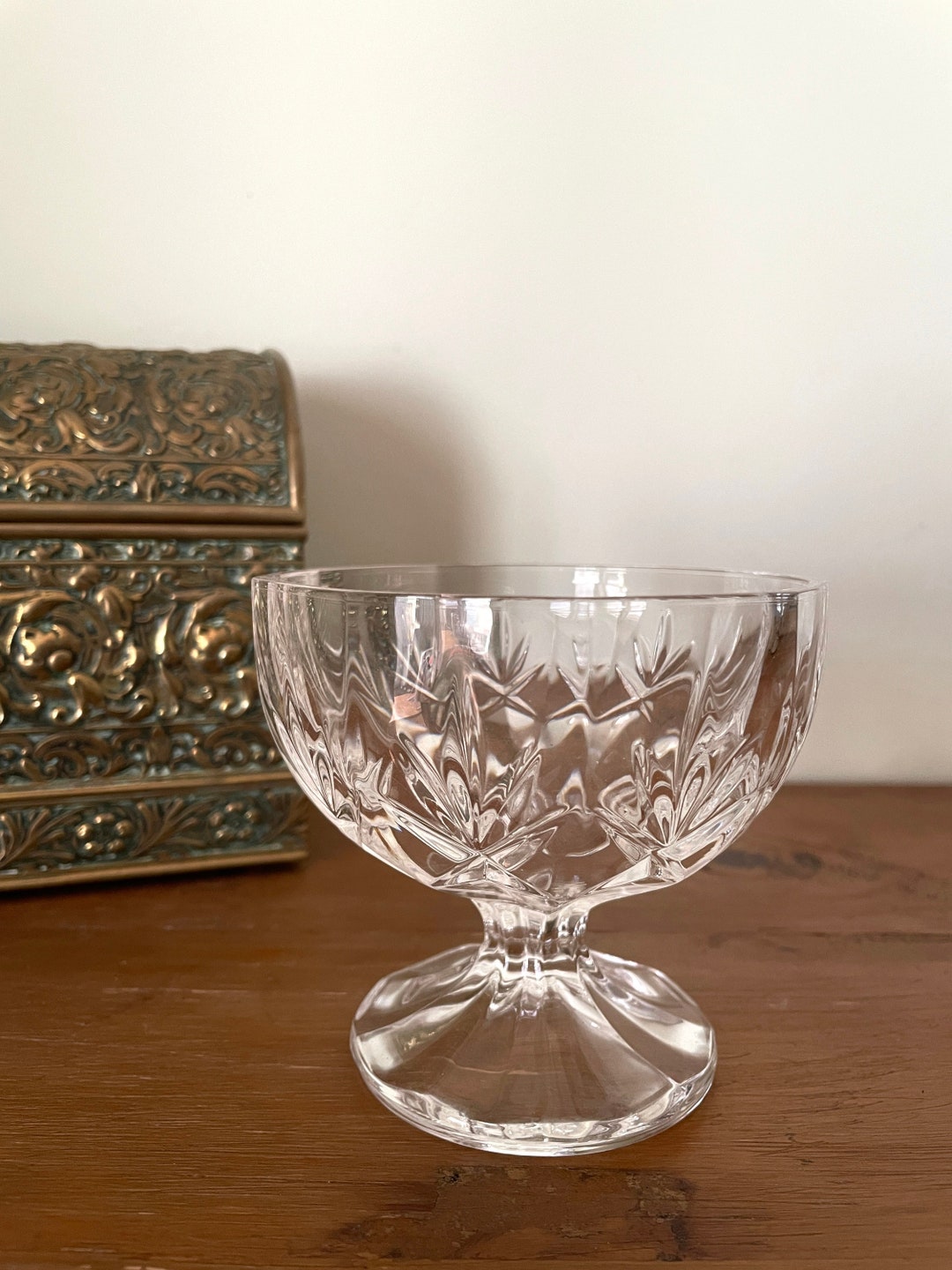 Vintage Crystal Cut Glass Bonbon Dish, Ornate Sweet Dish on Pedestal ...