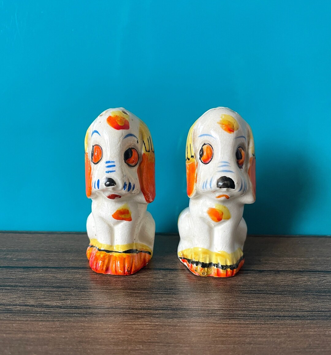 Kitsch Sad Eyed Dog Salt & Pepper Pots, Vintage Japanese Sad Dog ...