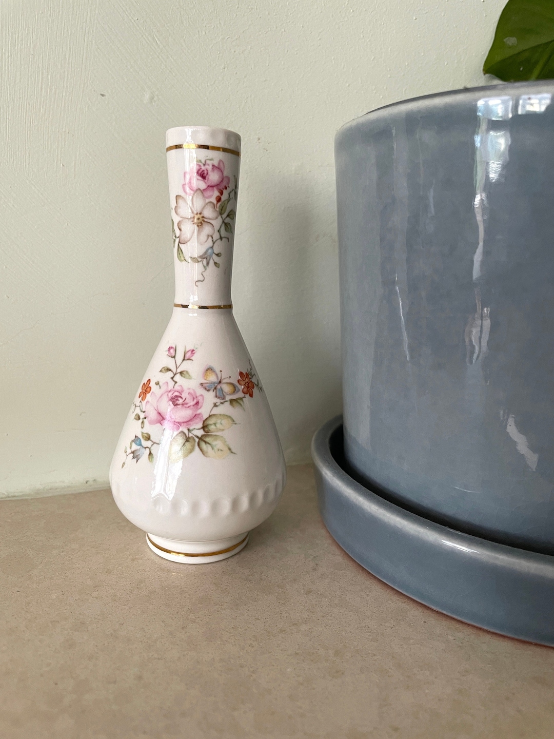 Vintage Bud Vase by Fenton China Company, Pretty Gold Gilded China Bud ...