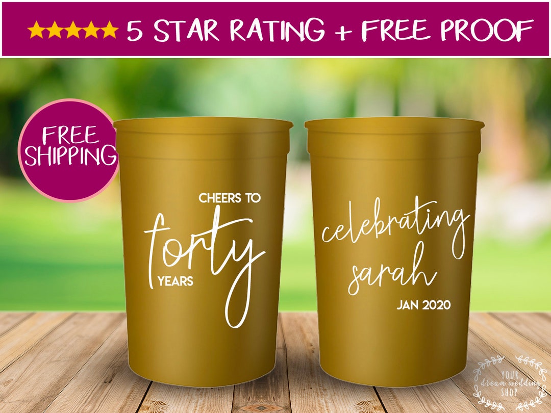 40th Birthday Favors, 16oz Personalized Cups, Custom Birthday Cups ...