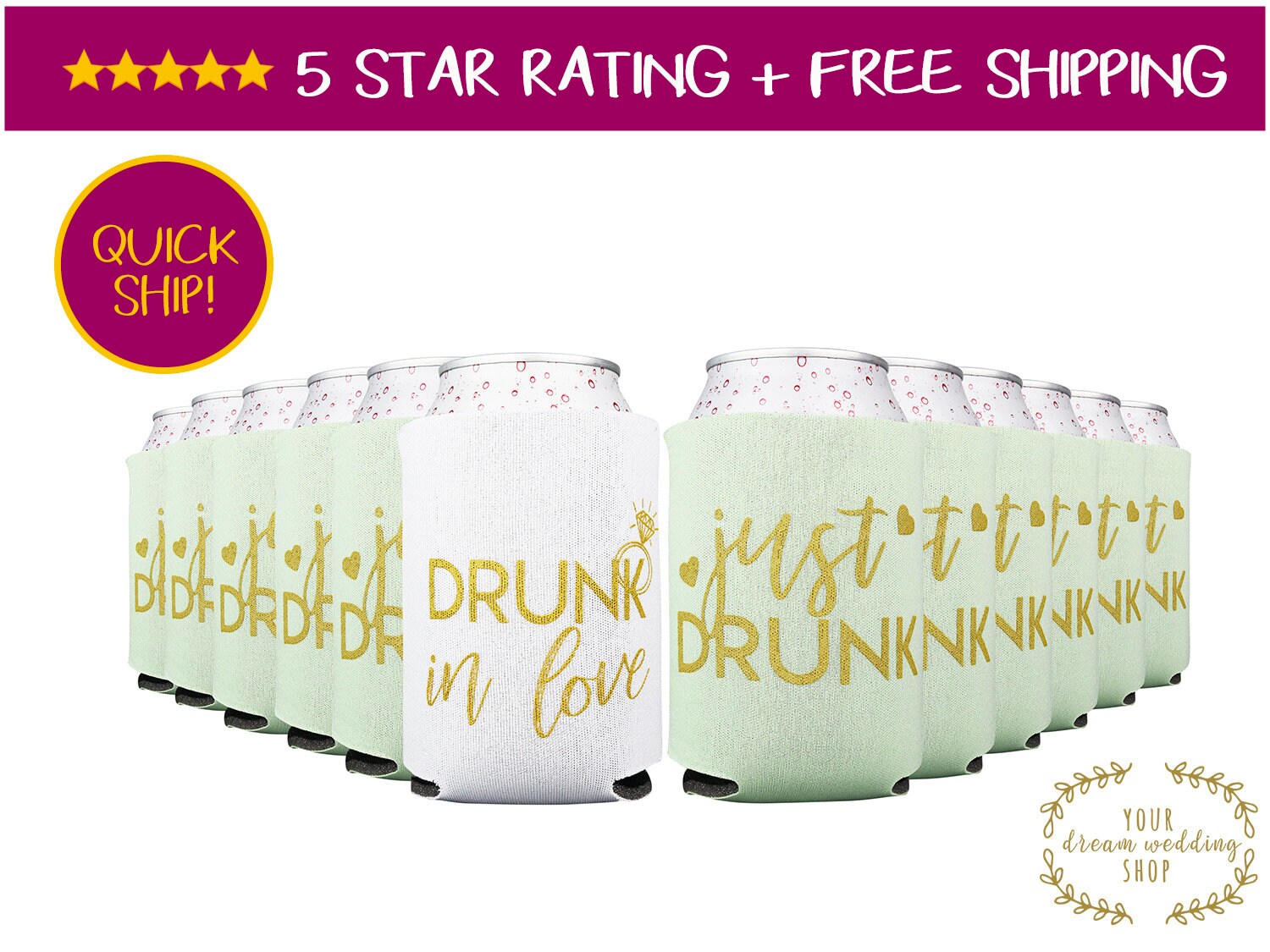 QUICK SHIPPING Drunk in Love and Just Drunk Can Cooler Pack | Etsy