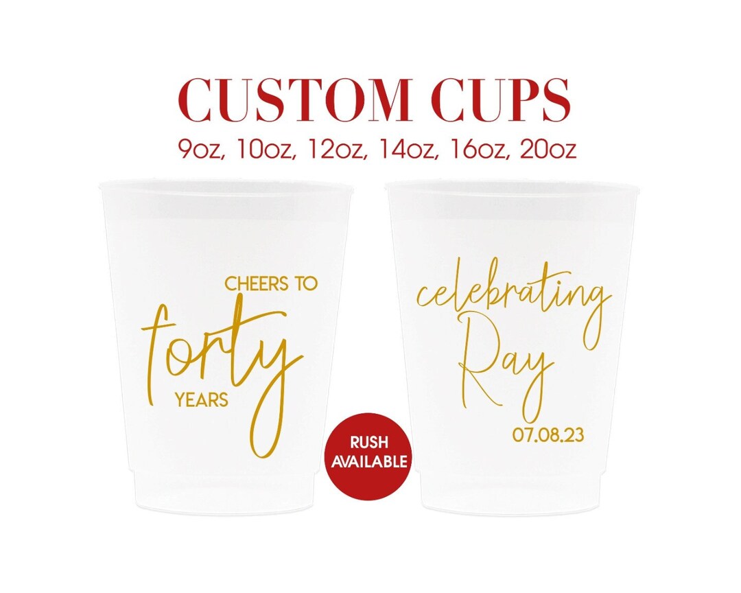 40th Birthday Personalized Cups Custom Cups Party Favors 40th Birthday ...