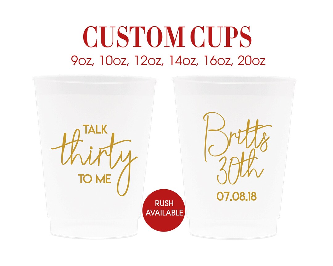 Personalized 30th Birthday Party Cups, Cheers to 30 Years, Custom ...