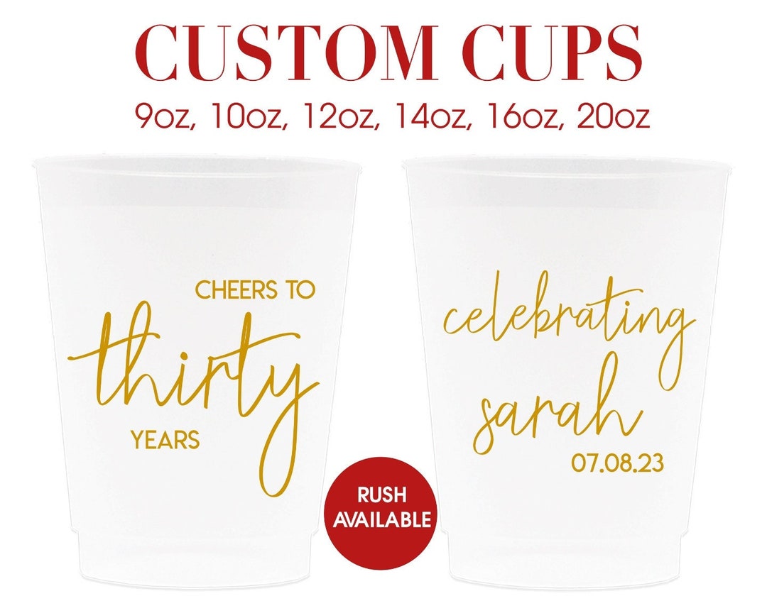 30th Birthday Cups | Birthday Frosted Cups | Birthday Party Favors ...