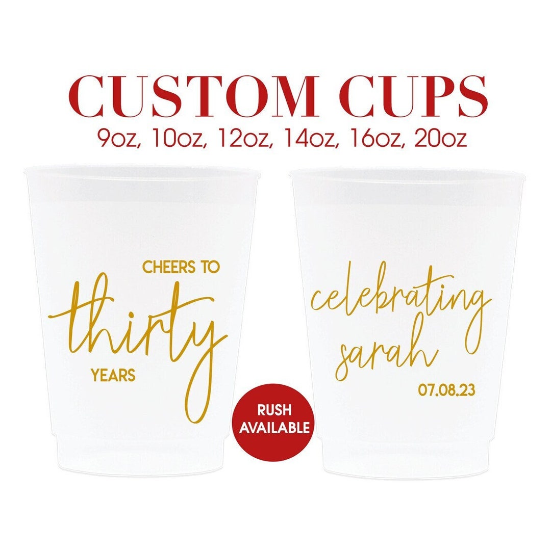 Personalized Birthday Cups, Personalized Party Cups, 30th Birthday Cups ...
