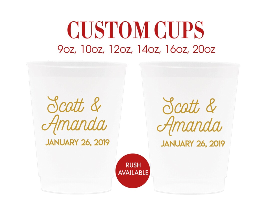 Personalized Cups, Custom Wedding Cups, 12oz Rehearsal Dinner Cups ...