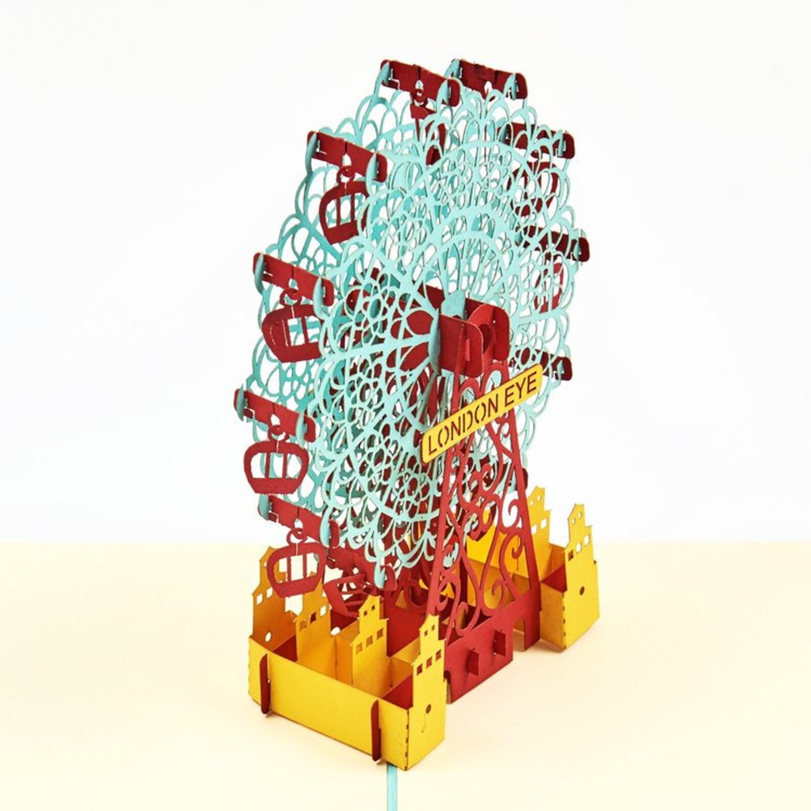 Handmade 3D Handcrafted Gift Icons London Eye Pop up Card (turquoise ...